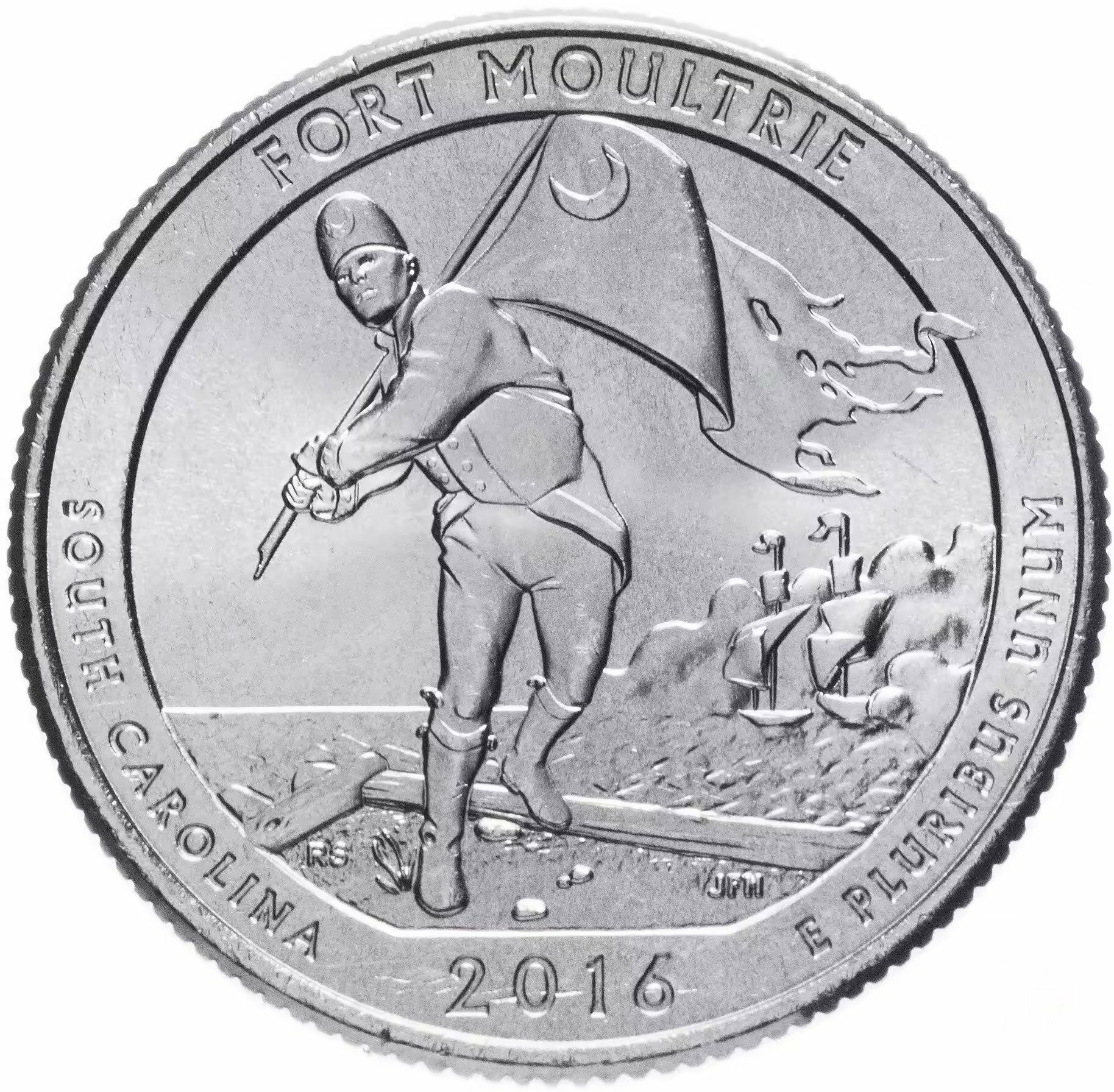 США 1/4 доллара 25 центов, квотер 2016 D — "Форт Молтри" 35-й парк, Мельхиор медь-никель, в сохранности UNC