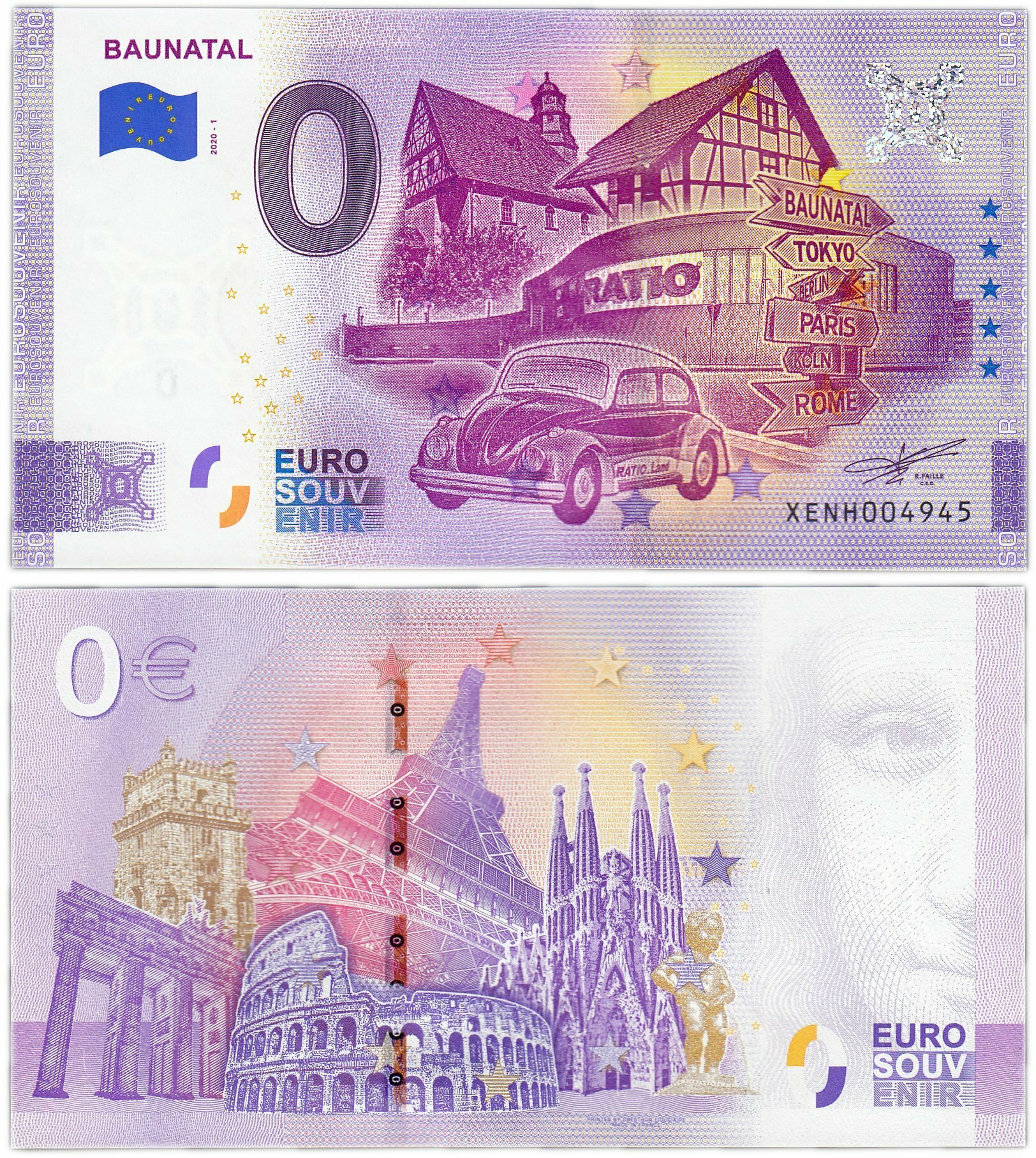 0 евро euro "Баунаталь" 2020 1-серия XE NH-1b ограниченный тираж