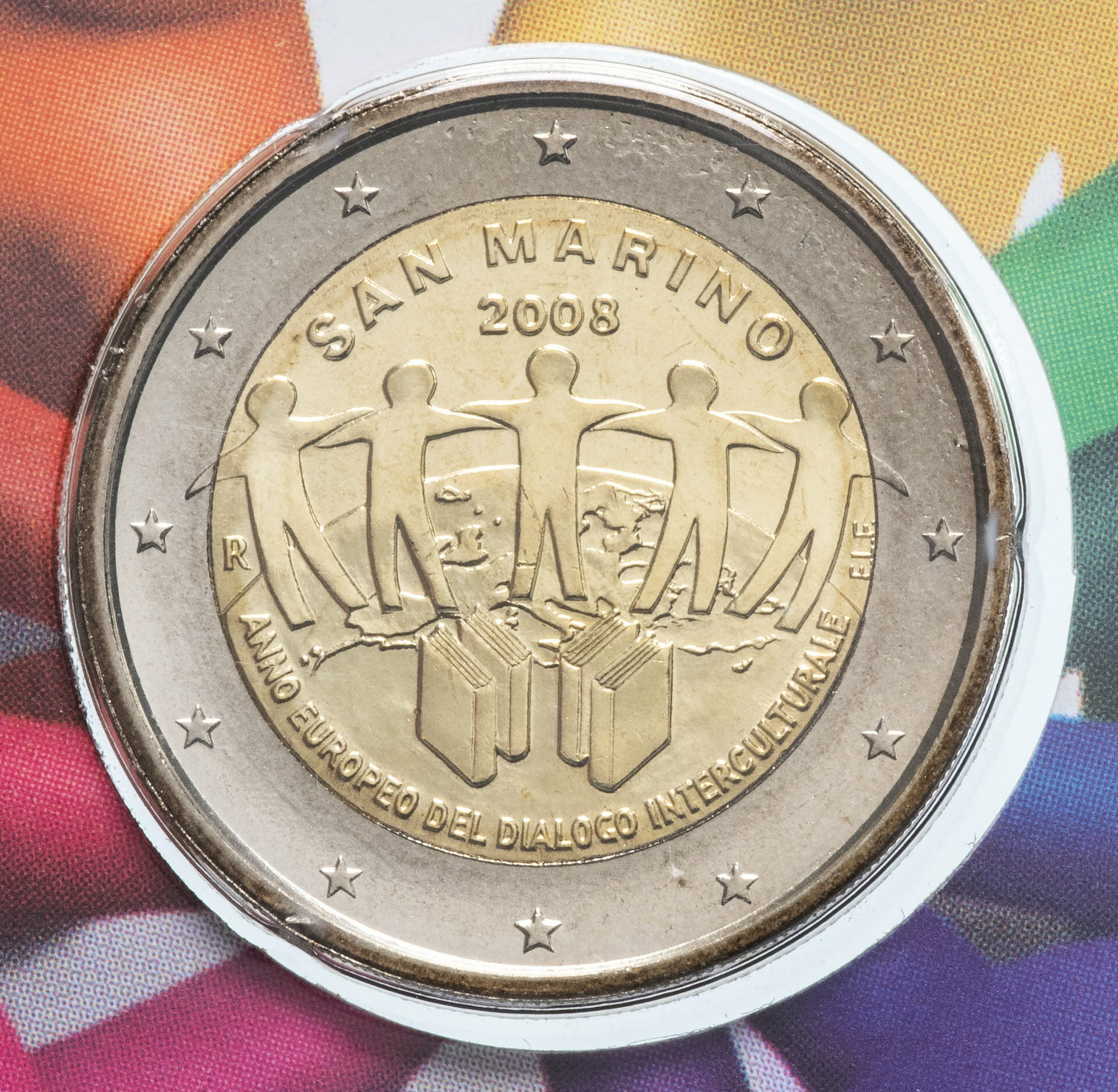 Сан-Марино 2 евро 2008 "Год европейского межкультурного диалога", в буклете, Биметалл, в сохранности UNC