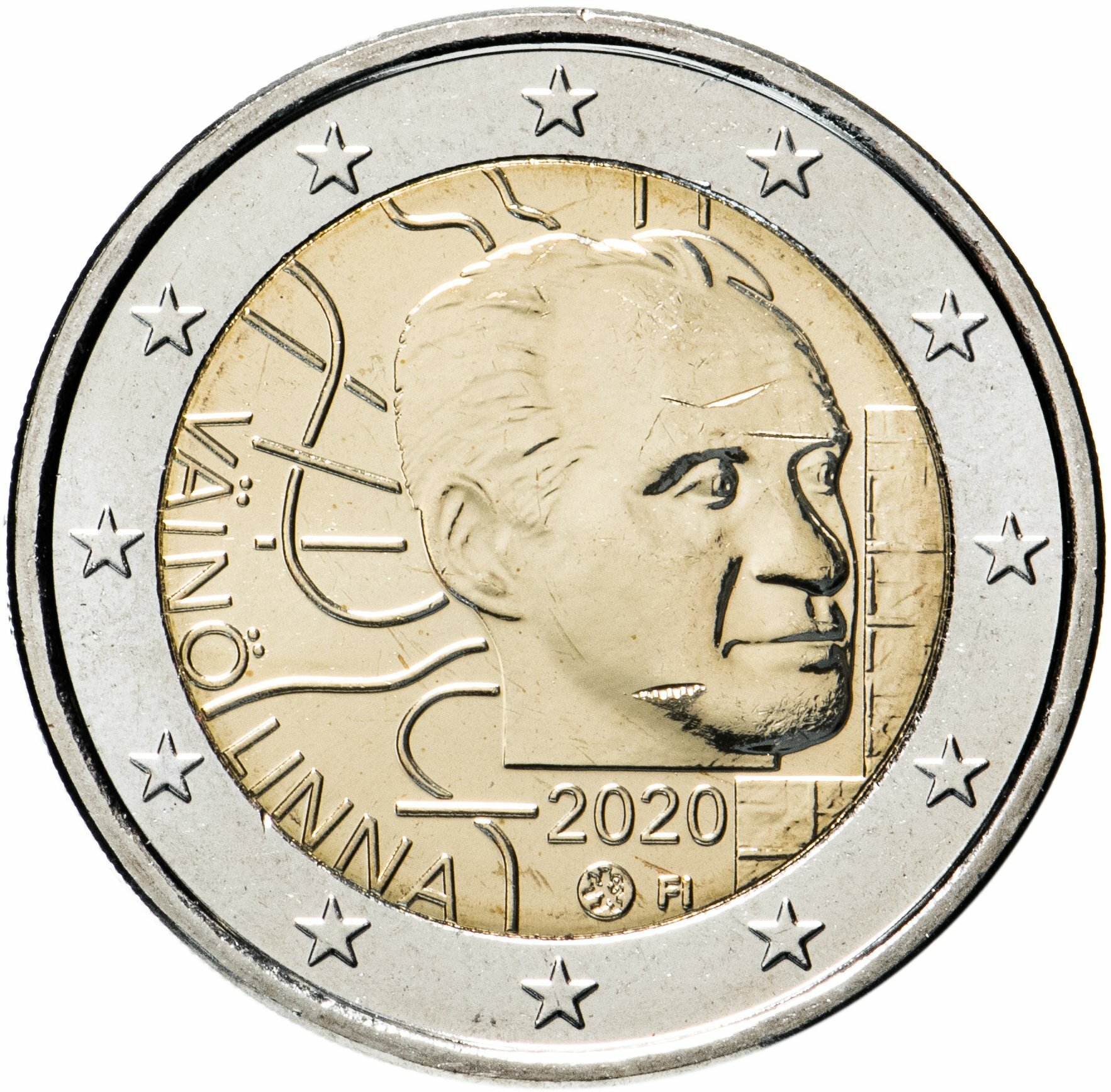 Финляндия 2 евро euro 2020 "100 лет со дня рождения Вяйнё Линна", Биметалл, в сохранности UNC