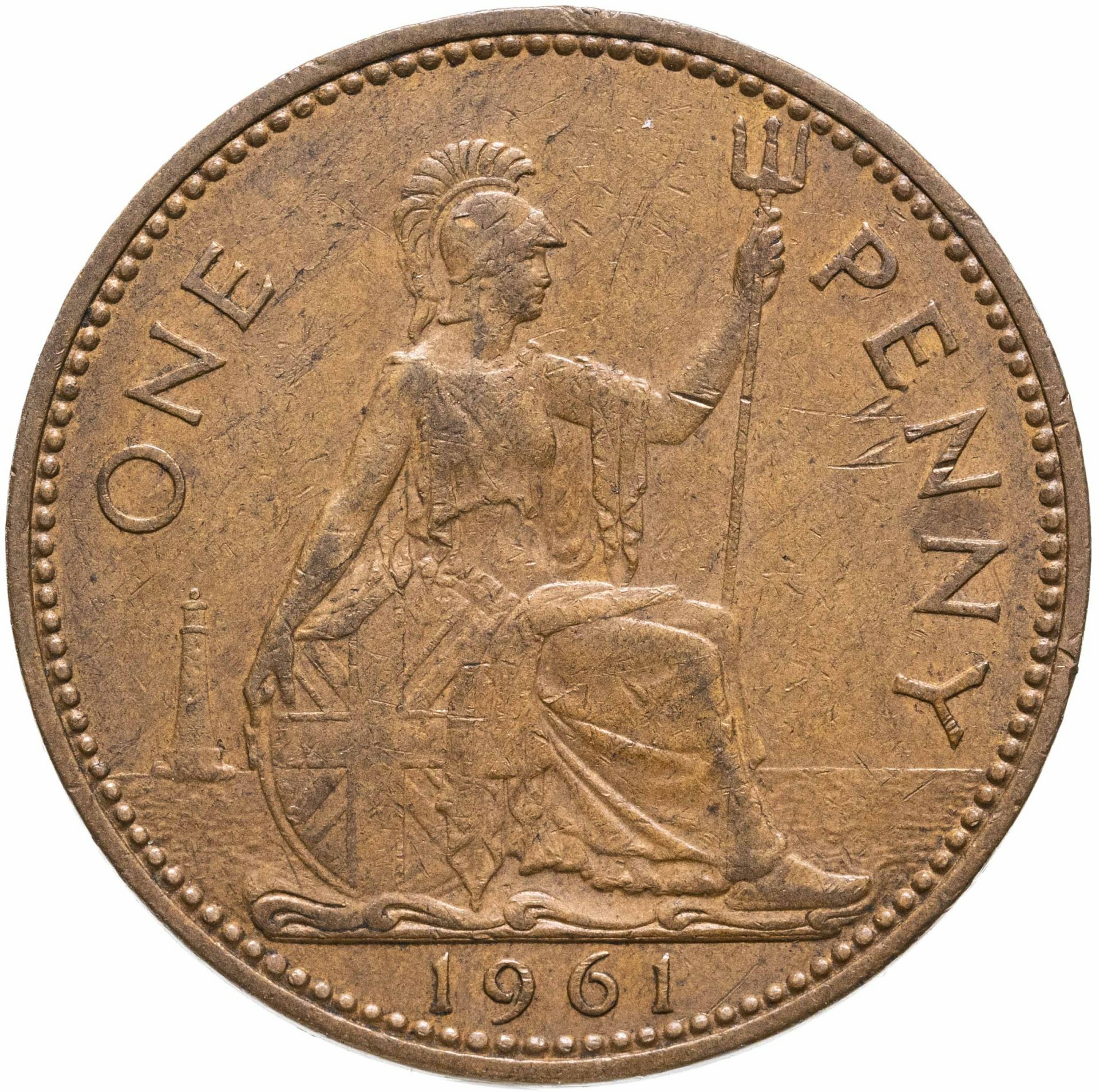 Великобритания 1 пенни penny 1961, Бронза, в сохранности VF-XF