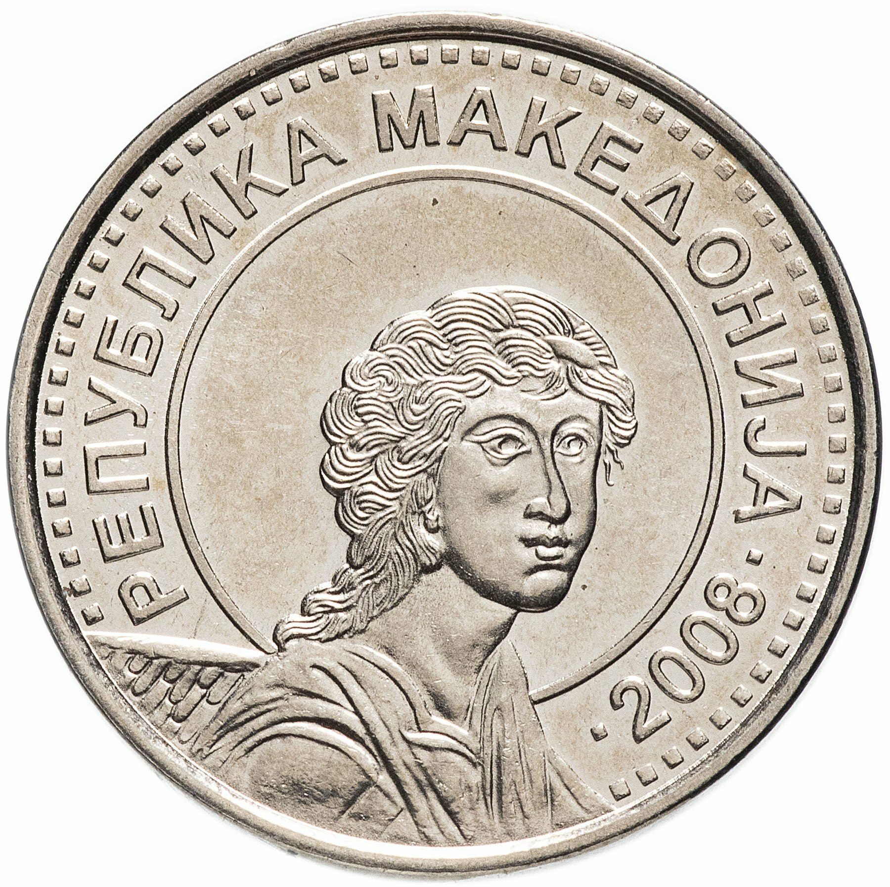 Северная Македония 50 денаров 2008 Архангел Гавриил, Мельхиор медь-никель, в сохранности UNC