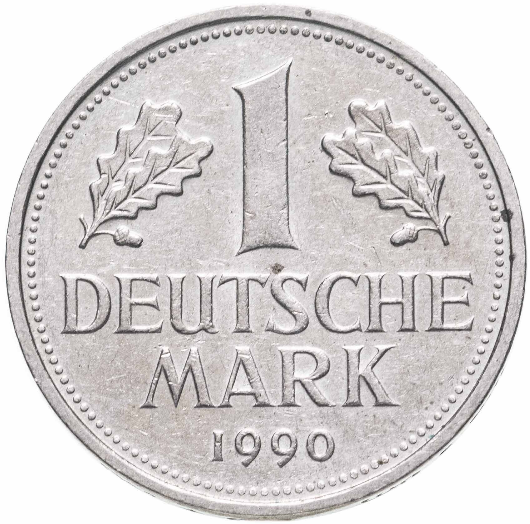 Германия 1 марка 1990, знак монетного двора: "А" - Берлин, Мельхиор медь-никель, в сохранности XF