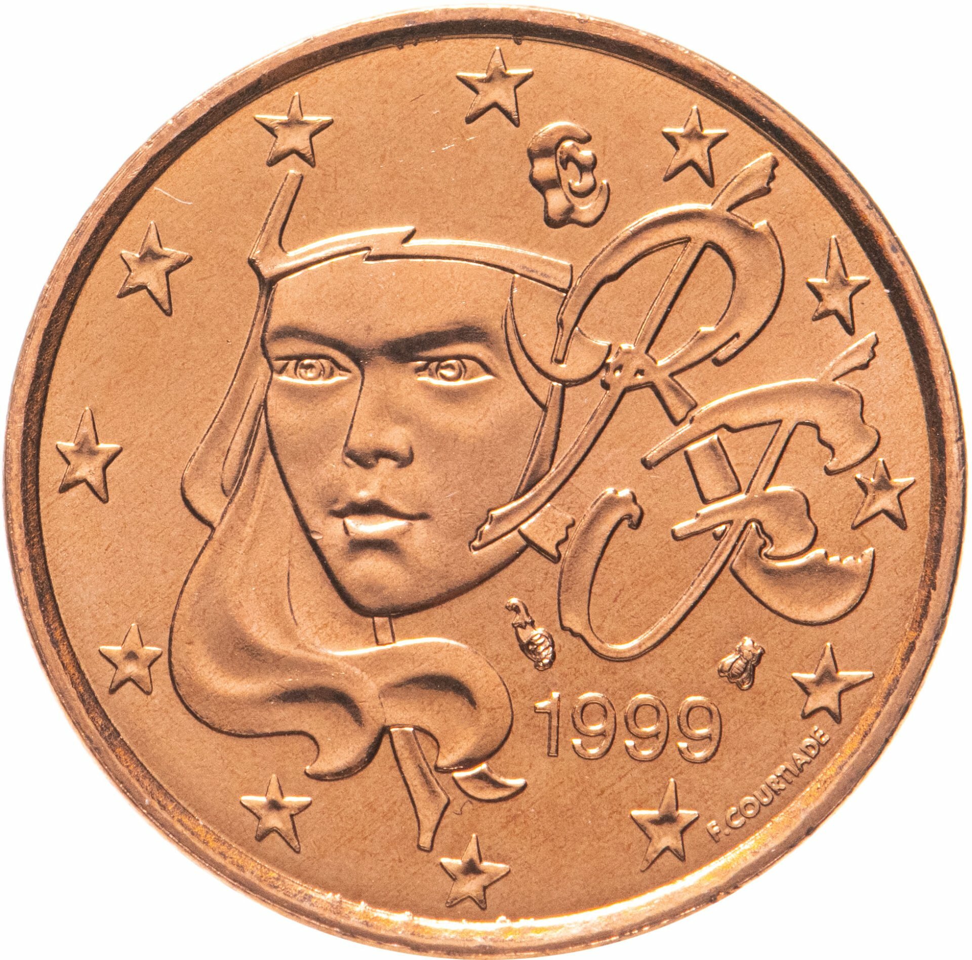 Франция 5 евроцентов 1999, Сталь, в сохранности XF-UNC