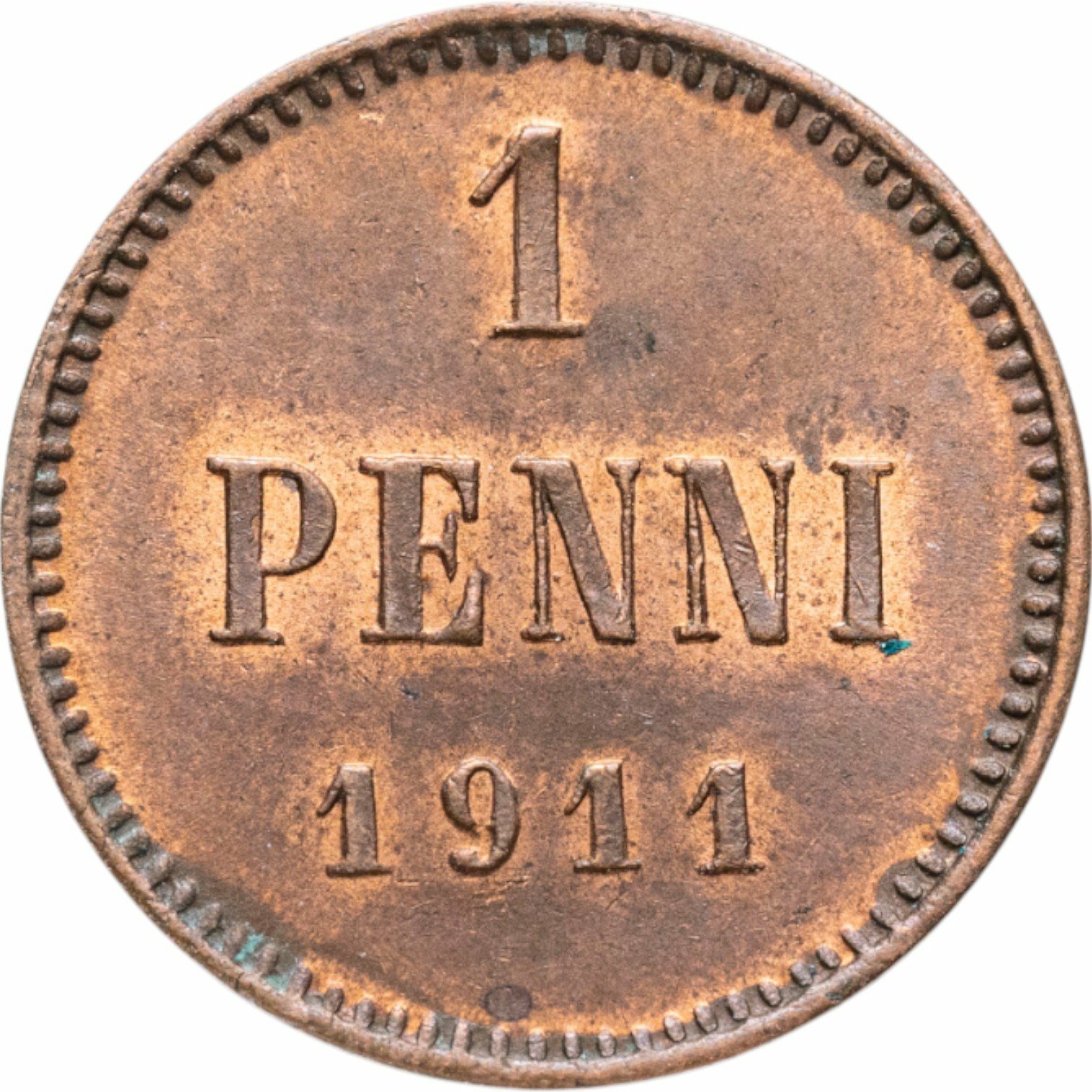 1 пенни penni 1911 Российская Финляндия, Медь, в сохранности UNC
