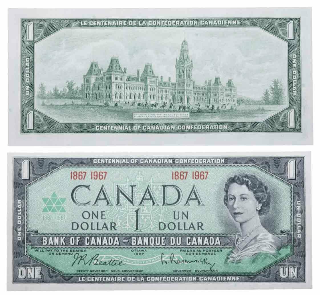 Канада 1 доллар 1967 памятная "100 лет Конфедерации" "Елизавета 2" P-84а