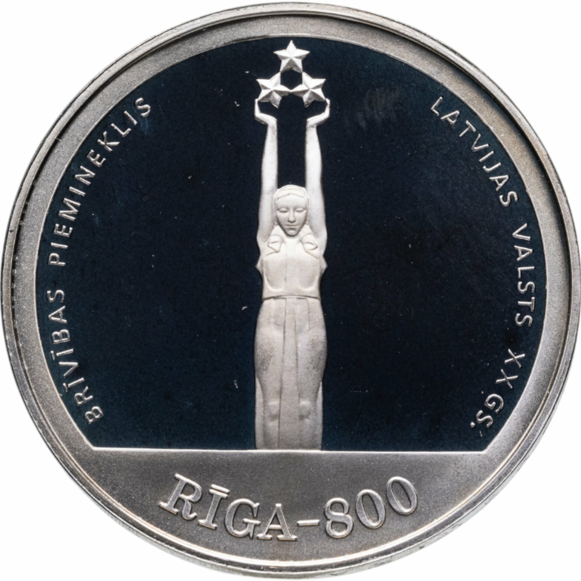 Латвия 10 латов lati 1998 "800 лет Риге - XX век" с сертификатом, Серебро 925, в сохранности Proof