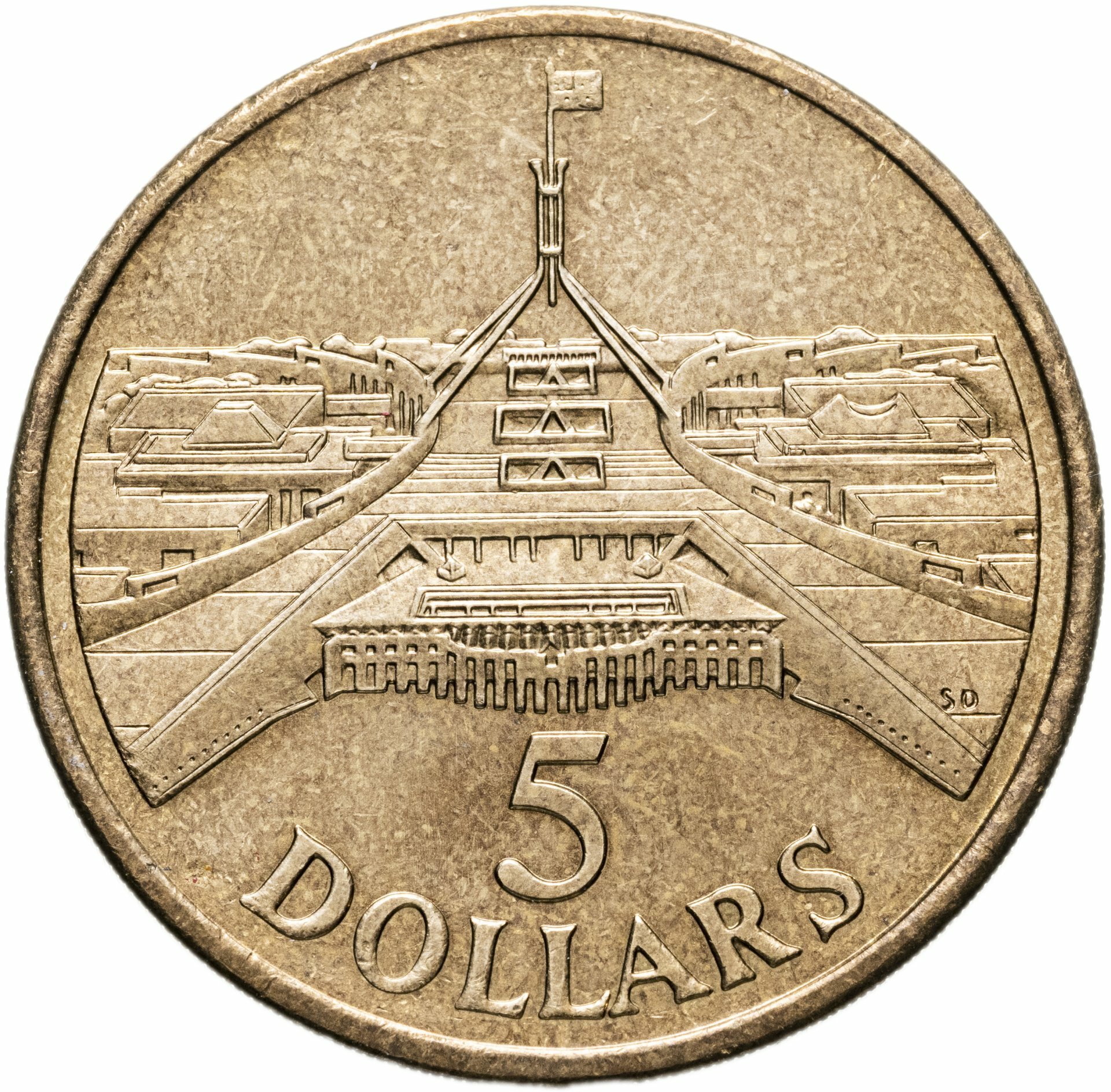 Австралия 5 долларов dollars 1988 "Здание парламента", Бронза, в сохранности AU