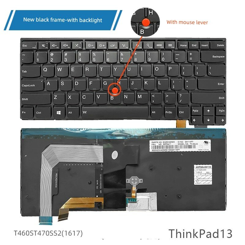 Подходит для клавиатуры ноутбуков Thinkpad13, Lenovo T460S, T470S, T460, T470P, T480, S2. S2 (16-17 лет) черная рамка с