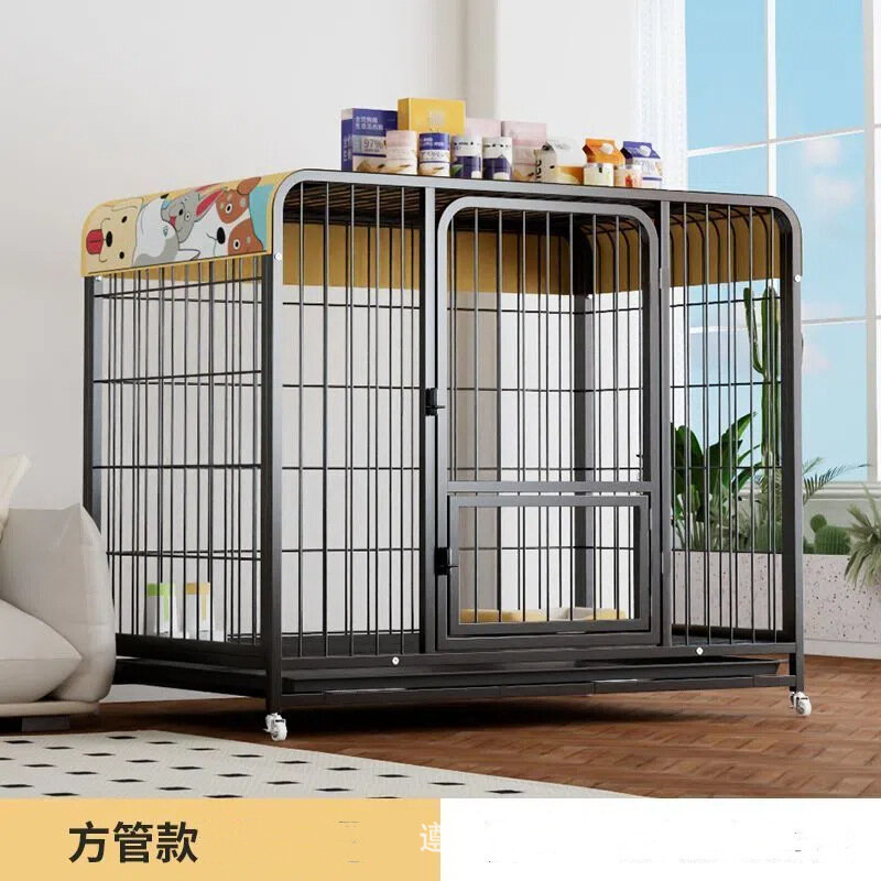 Клетка для собак крупных пород с туалетом для дома - 3/6-сторонняя квадратная трубчатая конструкция для лабрадоров и
