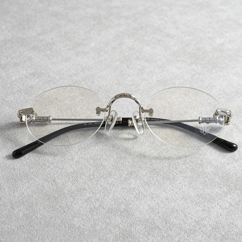 Титановые безрамочные квадратные очки Black Silver