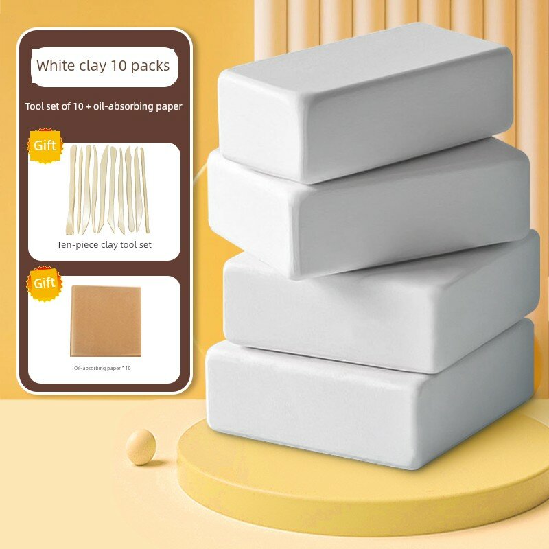 Комплект белой глины 10 пакетов с набором инструментов из 10 предметов и 10 листами масляной бумаги для детской керамики
