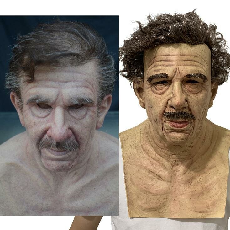 Горячий товар на Хэллоуин от Amazon Independent Station: латексная маска для пожилых людей, головной убор, парик для старика