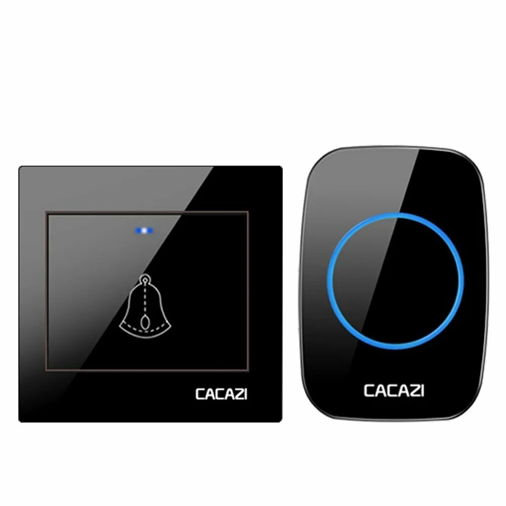 Набор беспроводного дверного звонка: 1 уличная кнопка + 1 внутренняя мелодия с LED, 4 уровня регулировки громкости, 36 мелодий, водонепроницаемый передатчик и приемник для улицы.