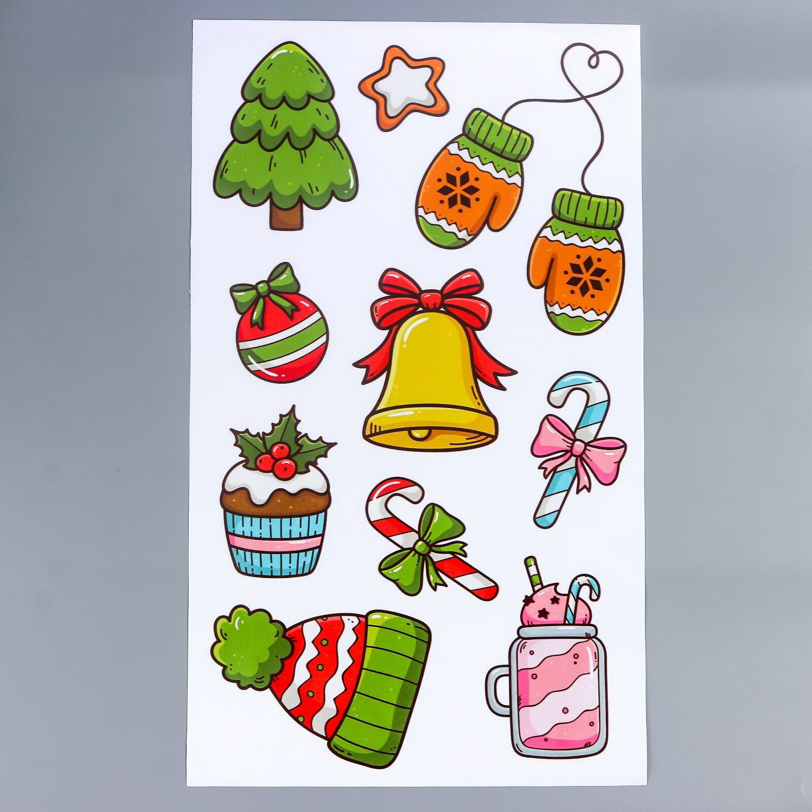 Интерьерная наклейка "Новогодние сладости", прозрачный фон, 30x50 см