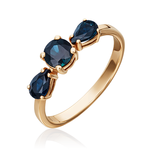 Кольцо, красное золото, 585 проба, сапфир