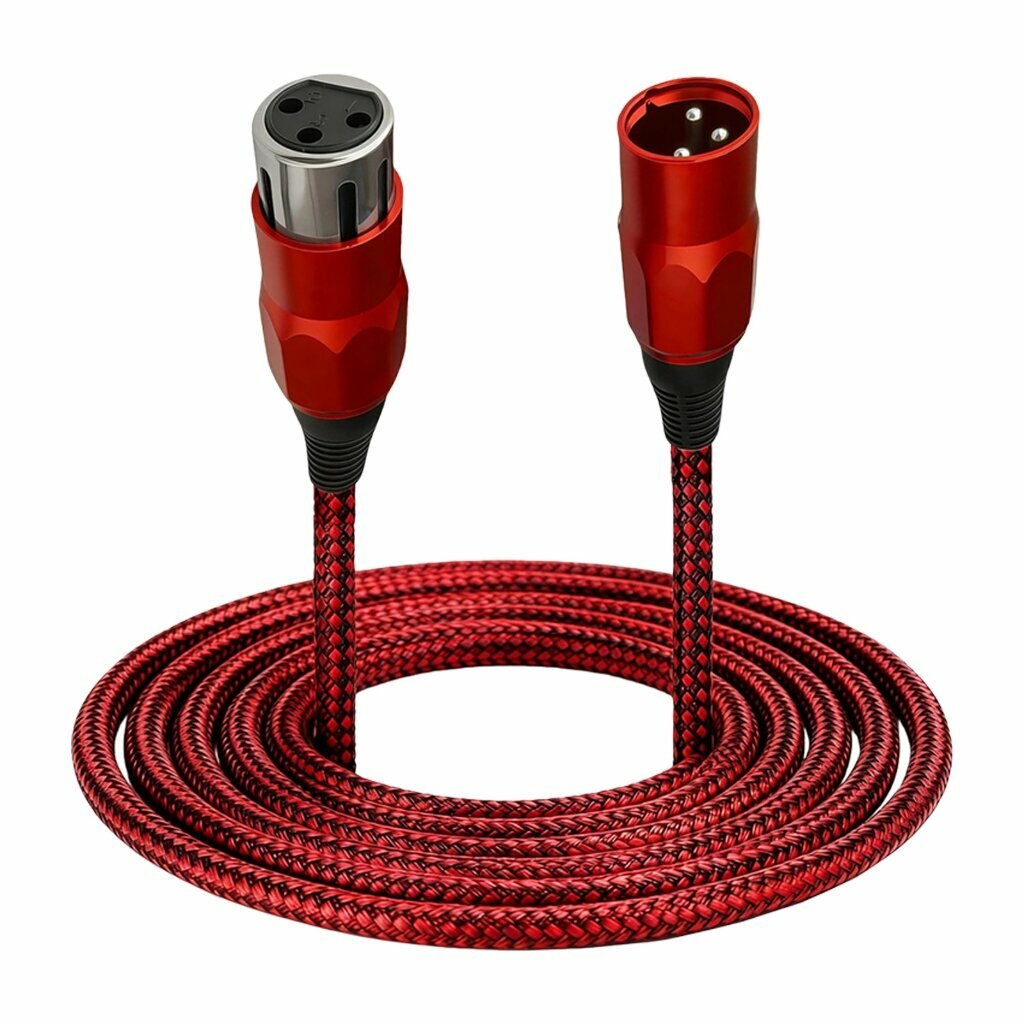 Аудиокабель микрофона XLR XLR 3Pin от мужчины к женщине в нейлоновой оплетке-1 м-красный