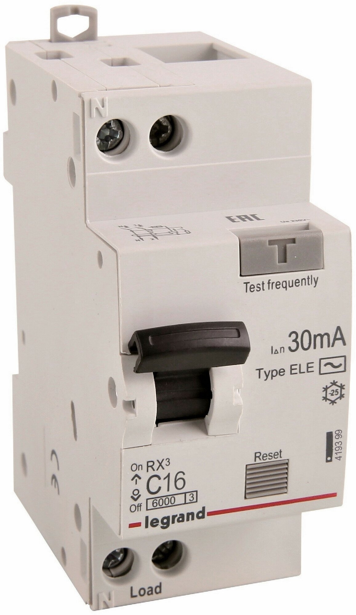 Дифавтомат 16А 1P+N 30мА тип C 6кА RX3 (Legrand), арт. 419399