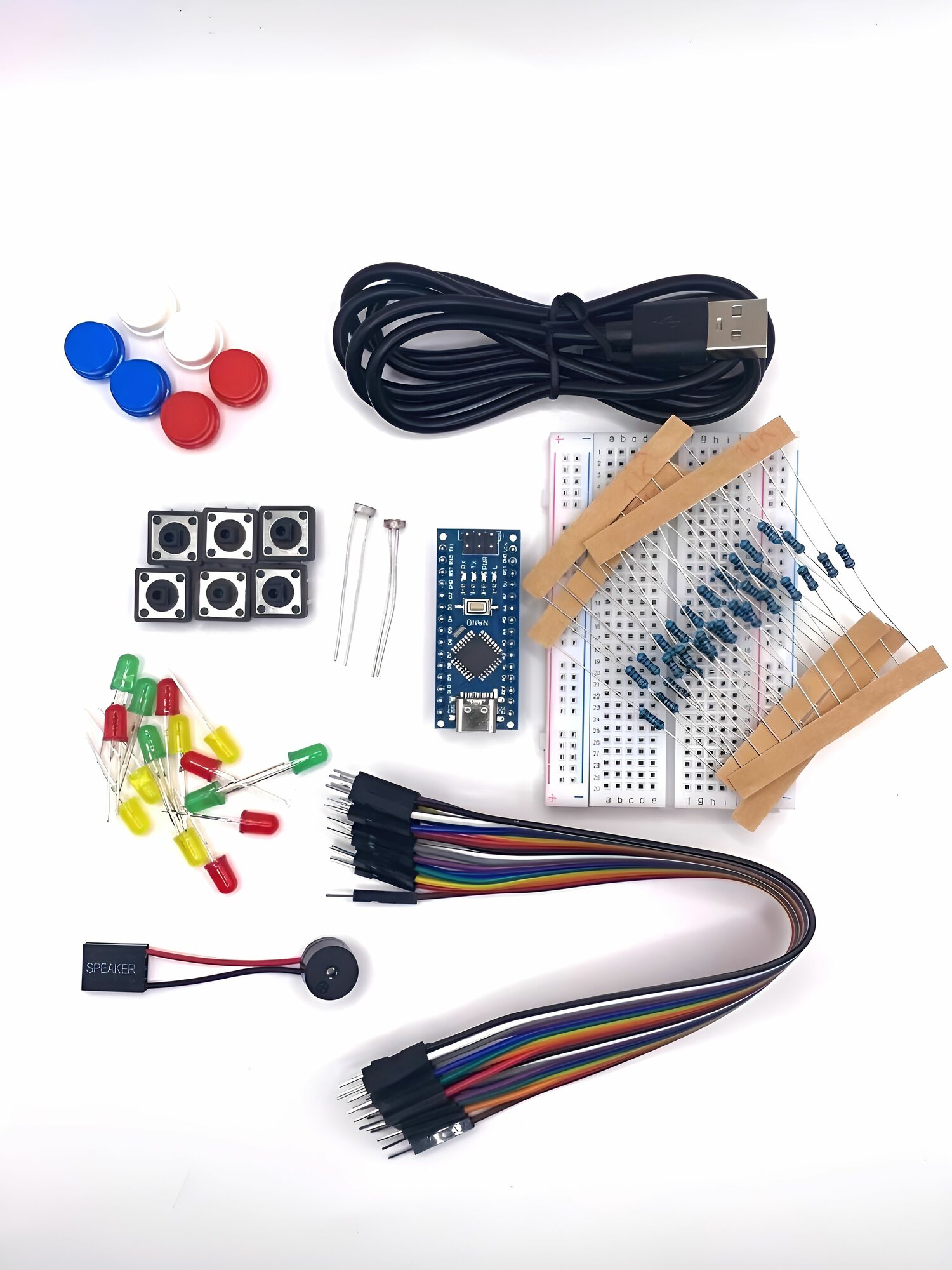 Набор электронных компонентов (датчиков) с микроконтроллером Nano V3.0 Type-C на ATmega328P, в пластиковом кейсе