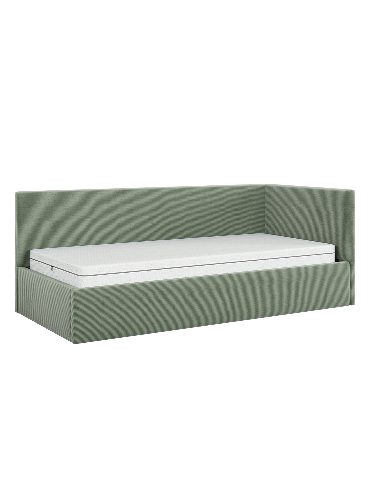 Односпальная кровать-тахта Рейн 90х200 см, с подъемным механизмом, с анатомическим основанием, Селадон, велюр