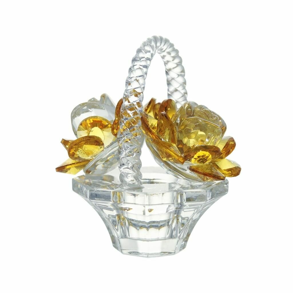 Корзина с розами из хрусталя, Желтый