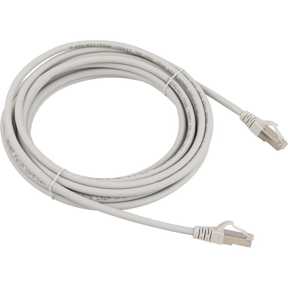 Патч-корд Advant Ethernet CAT6, 2xRJ45, FTP, 4 пары (AWG26), оболочка LSZH, длина 5 м, цвет: серый