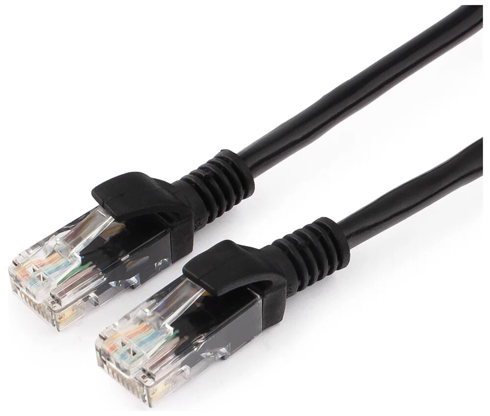 Патч-корд Lanmaster (TWT-45-45-15-BK) UTP, вилка RJ-45, вилка RJ-45, кат.5E, 15м, черный, ПВХ (уп:1шт)