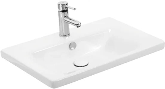 Мебельная раковина Sanovit Soft 65 накладная, фаянсовая, со встроенным сливом-переливом, белая, раковина для ванной, прямоугольная