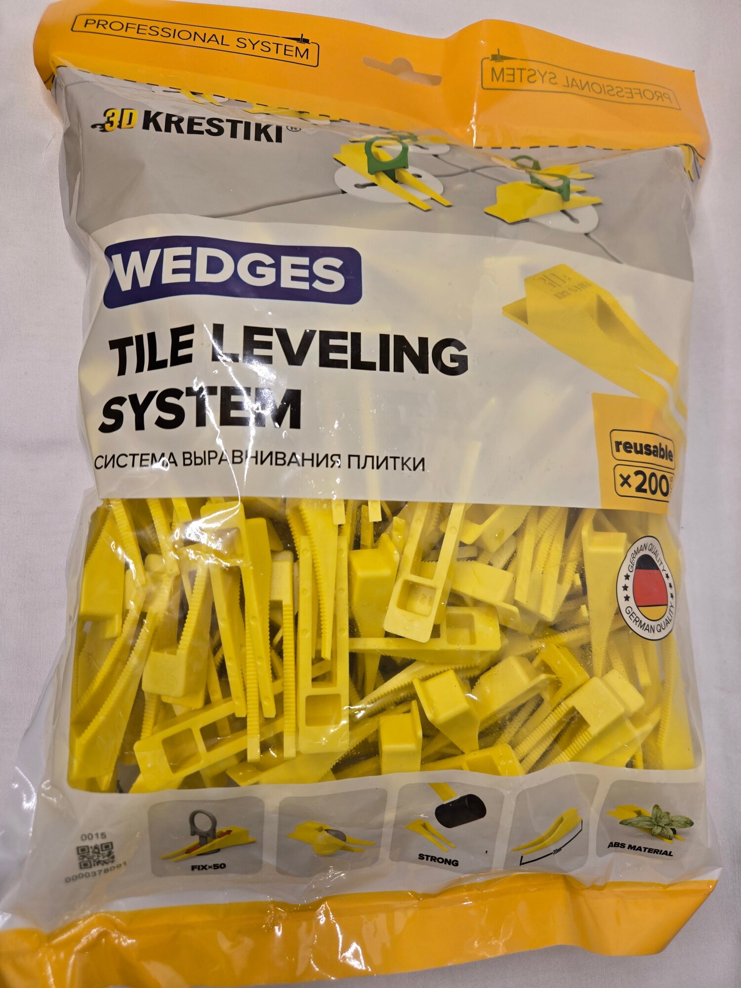 Клин 3D KRESTIKI СВП, для выравнивания плитки, пластик, 200шт