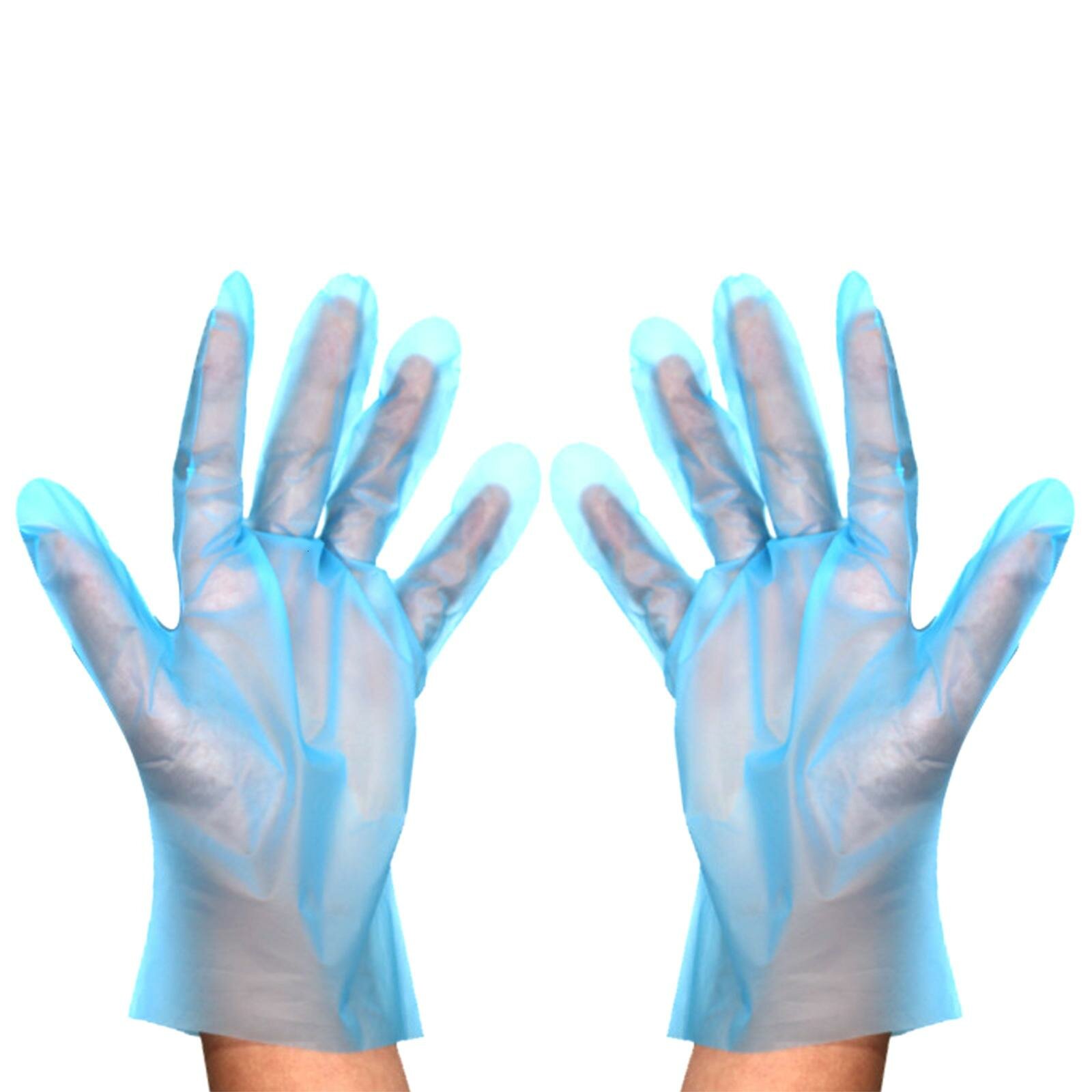 Одноразовые перчатки ТПЭ, 100 шт, Синий - средний