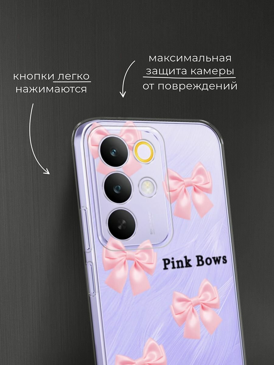 Чехол на Realme C85 / Реалми C85 с принтом Pink Bows, прозрачный — фото 1