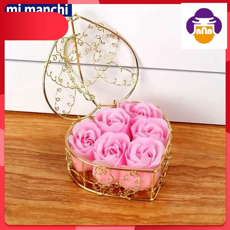 Букет из мыльных роз , розовые розы 6 шт, Цветы из мыла в подарок на день Рождения, маме, жене, дочке, любимой.