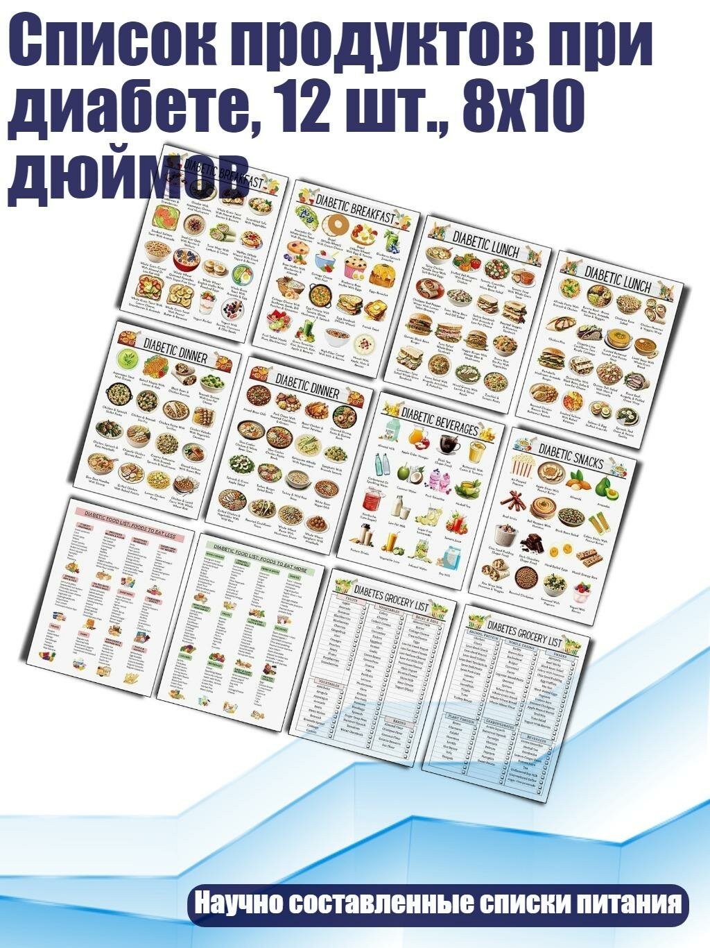 Список продуктов при диабете, 12 шт, 8x10 дюймов