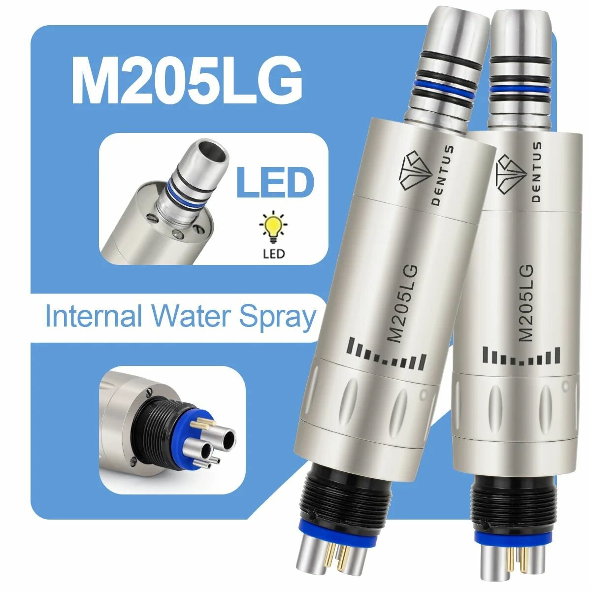 Пневматический микромотор со светом M205LG (6-канальный разъем Midwest)