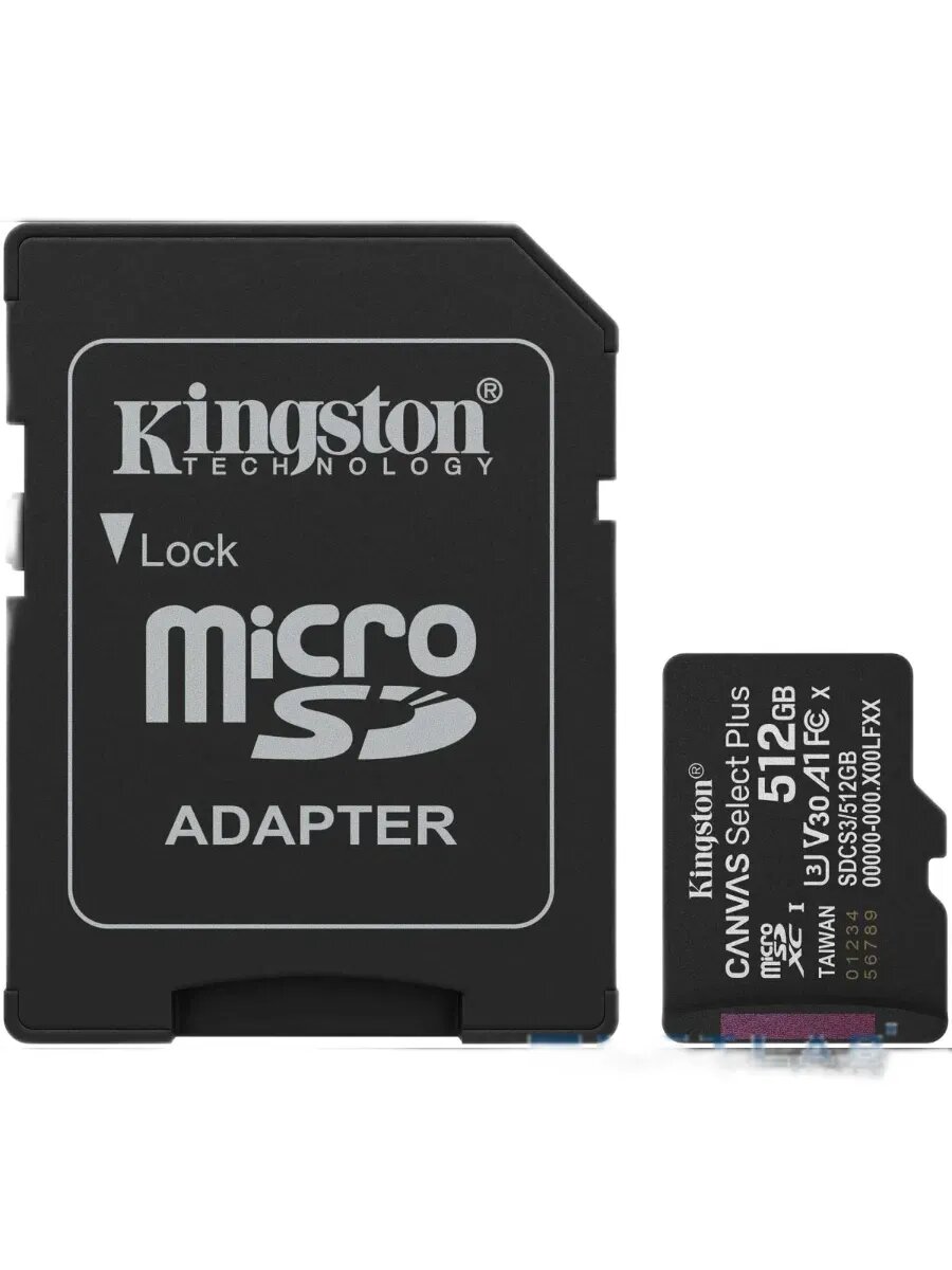 Карта памяти SecureDigital 512GB Kingston SDG4/512GB с адаптером