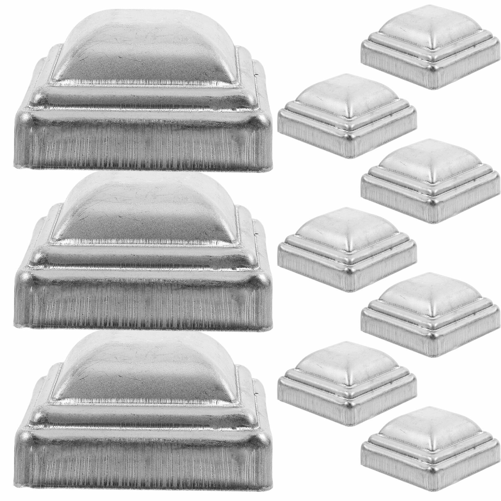 Металлические квадратные колпачки для столбов забора серебристого цвета, 20 шт, для ограждений