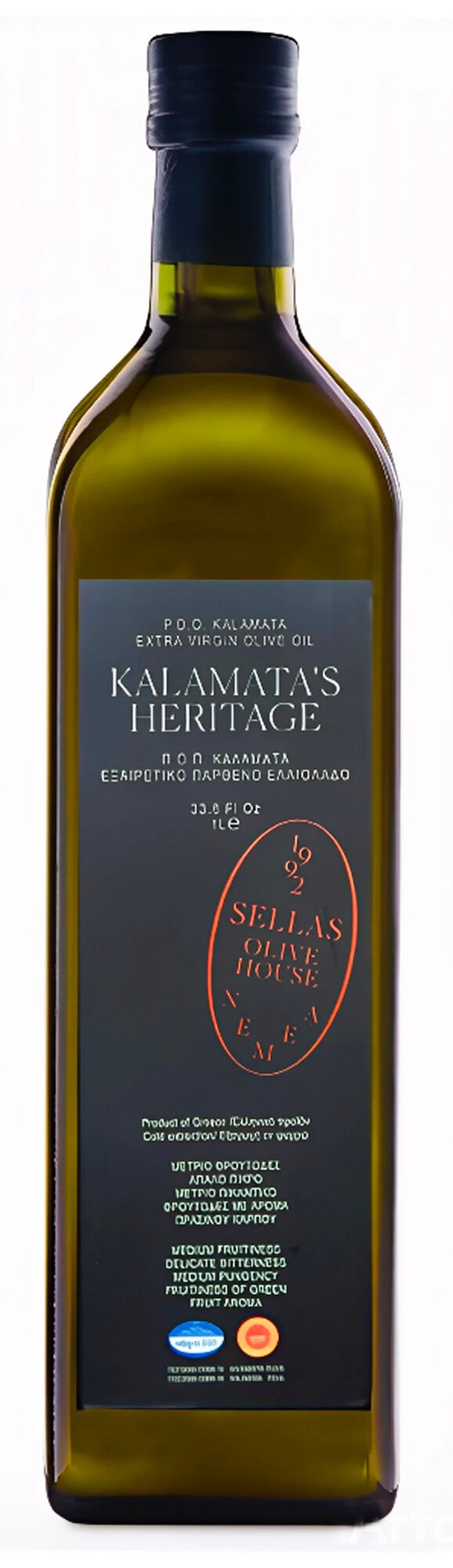 Оливковое масло 1л Sellas P.D.O. Kalamata (Греция, Пелопоннес, Extra Virgin, стекло)