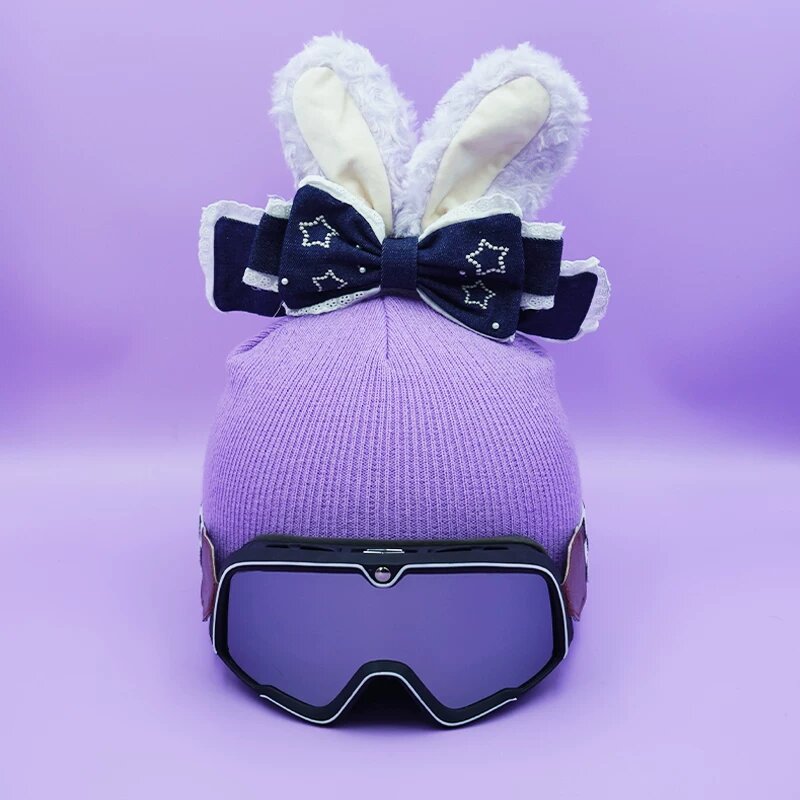 Украшение снежного шлема, комплект шерстяной шапки, милый комплект лыжного шлема с ушками слона, планер с капюшоном,