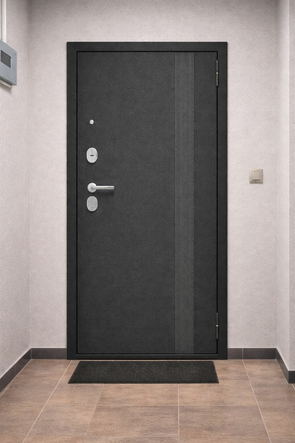 Входная дверь Optim Тайга-9 Антик Серебряный/Серый 860x2050 Правое