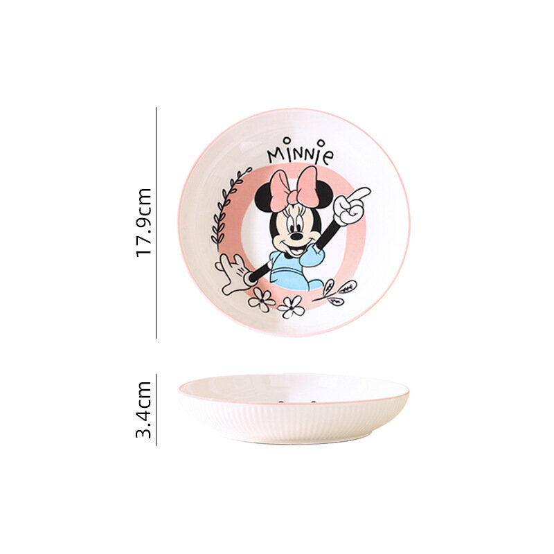 Тарелка Disney с вертикальными полосками 7inch из керамики с подглазурной росписью, домашняя тарелка для завтрака, круглая тарелка с изображением Микки Мауса, миски и тарелки.