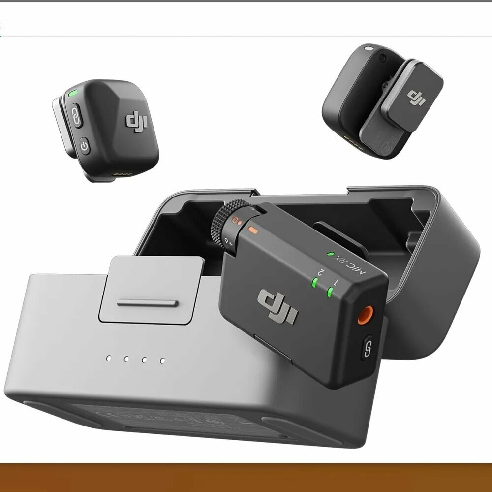 Микрофонная стойка DJI Mic Mini (2 передатчика + 1 приемник + зарядный кейс), беспроводной петличный микрофон для iPhone/камеры/Android, сверхлегкий, с четким звуком, черный, белый