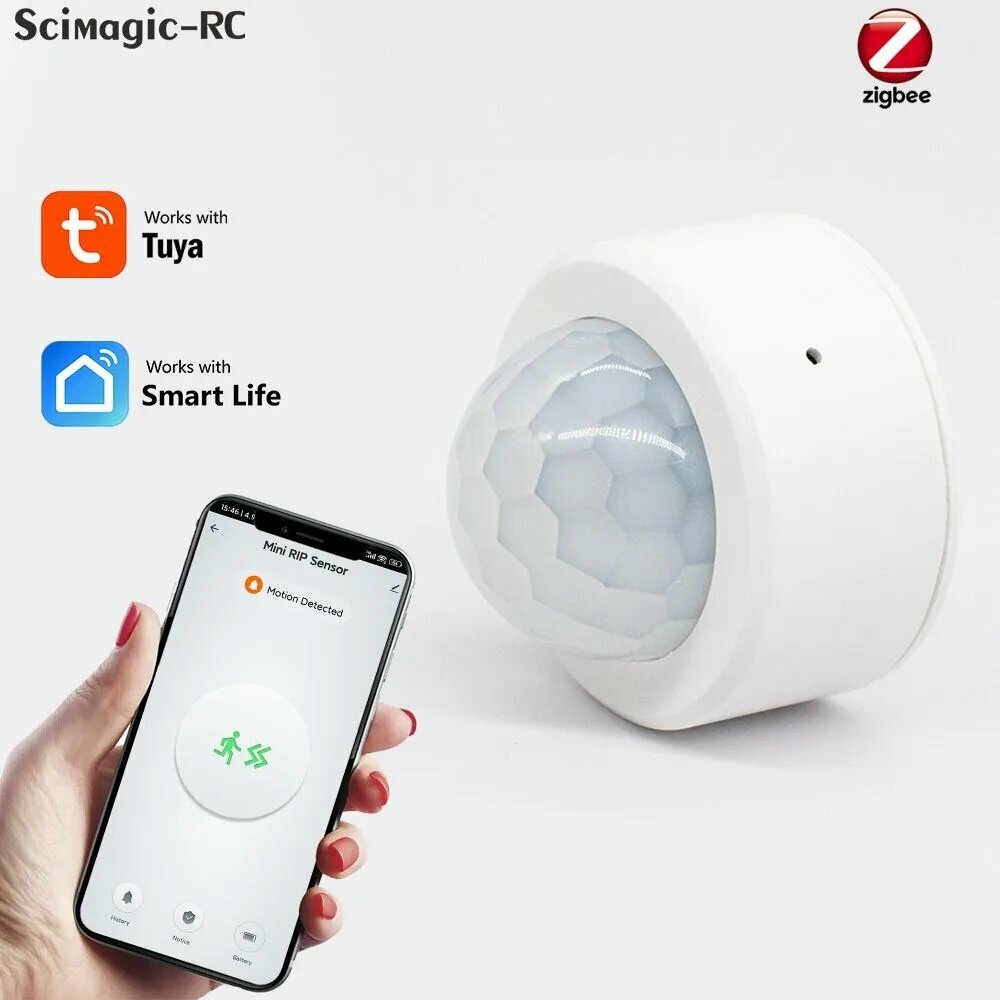 Интеллектуальные датчики движения Zigbee. Датчик движения тела человека Tuya PIR ZigBee Motion Беспроводное соединение Интеллектуальная система безопасности для дома