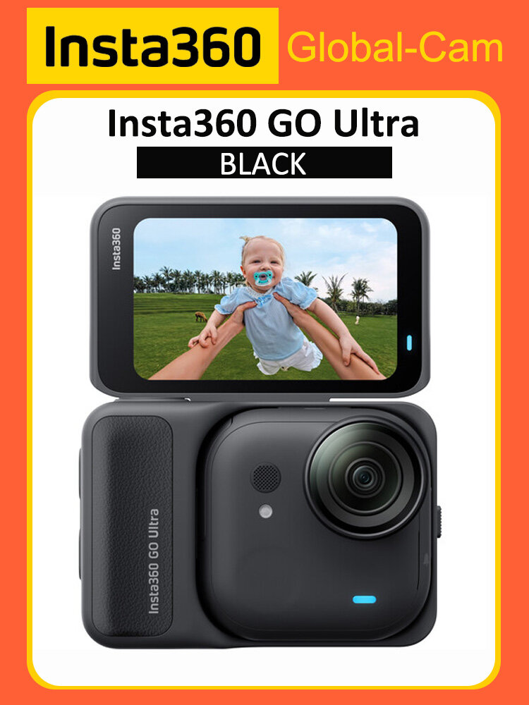 Эксклюзивная камера Insta360 GO Ultra в черном цвете оснащена сенсором 1/1.28 дюйма, создает фото 50 МП и видео 4K60