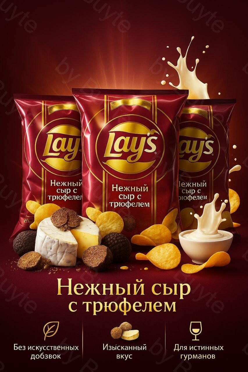 Чипсы картофельные Lay's/ Лейс Нежный сыр с трюфелем, 3 по 93г