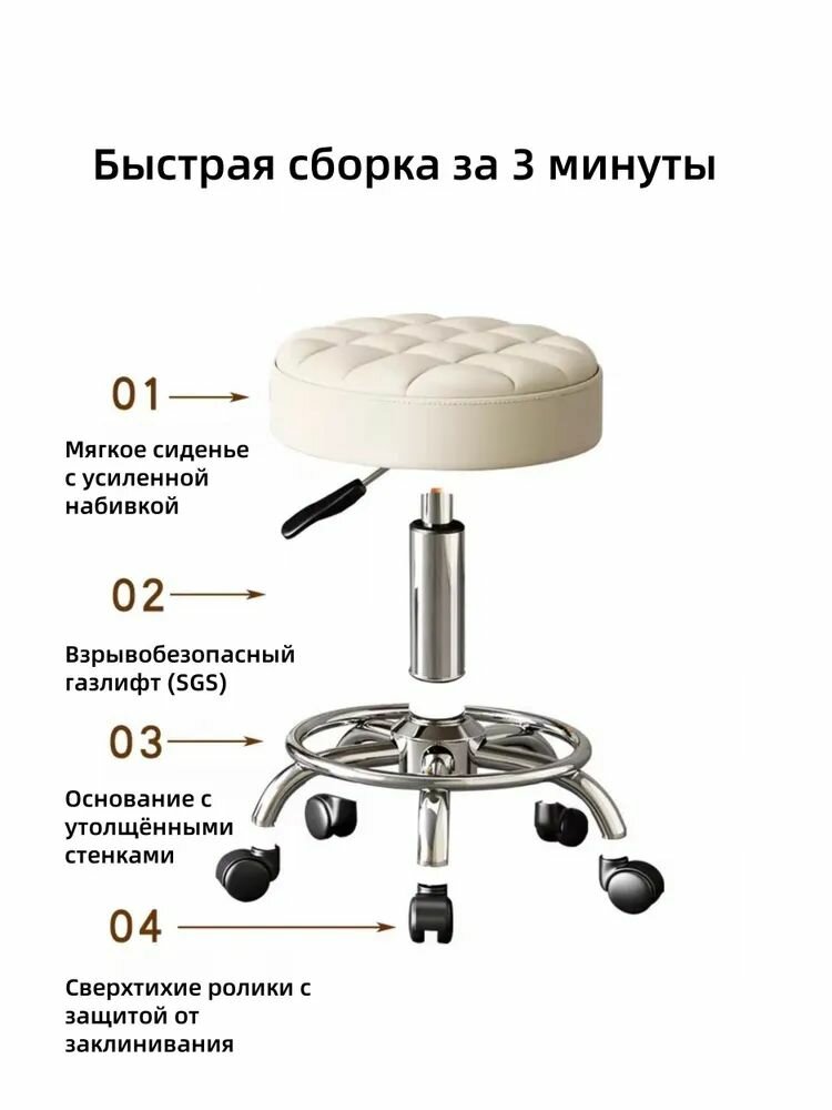 Стул мастера оранжевый3, с регулировкой высоты и вращением, бесшумно — фото 1