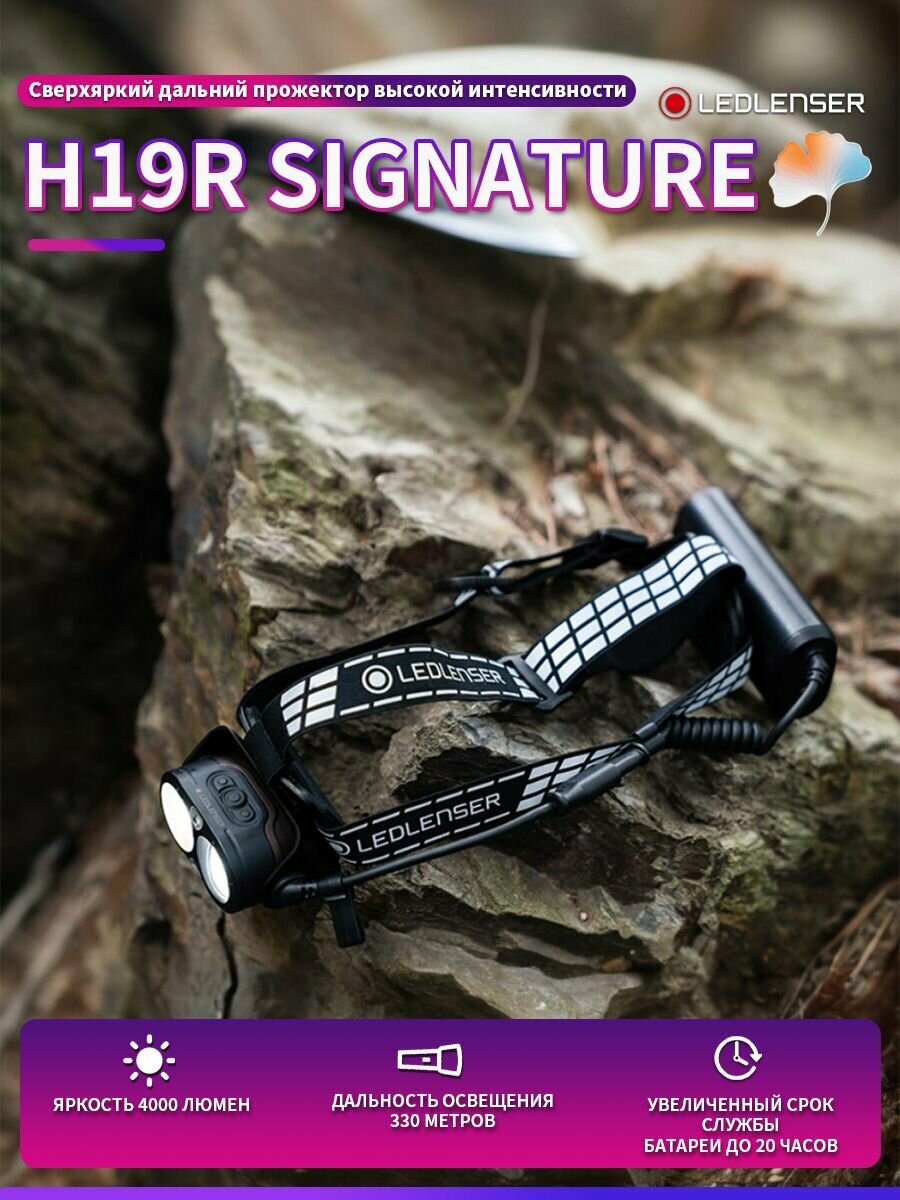 Светодиодный налобный фонарь LED LENSER H19R Signature аккумуляторный