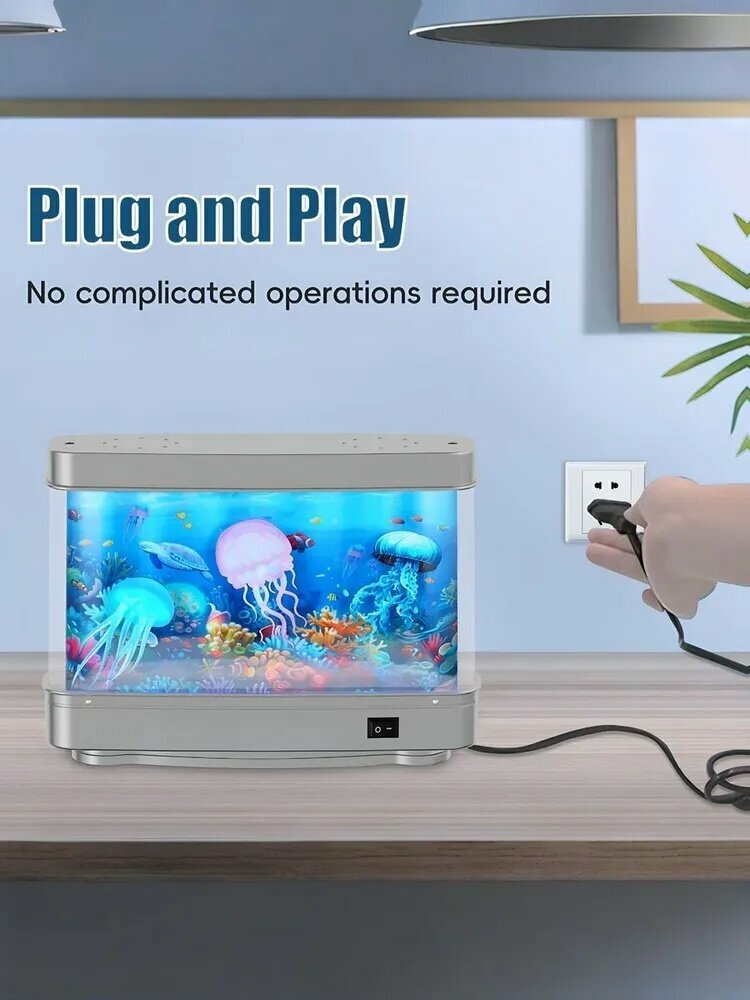 ACDANC Искусственный аквариум с движущимися рыбками, декоративная лампа-аквариум с подсветкой и подставкой, ночник для детей, красный