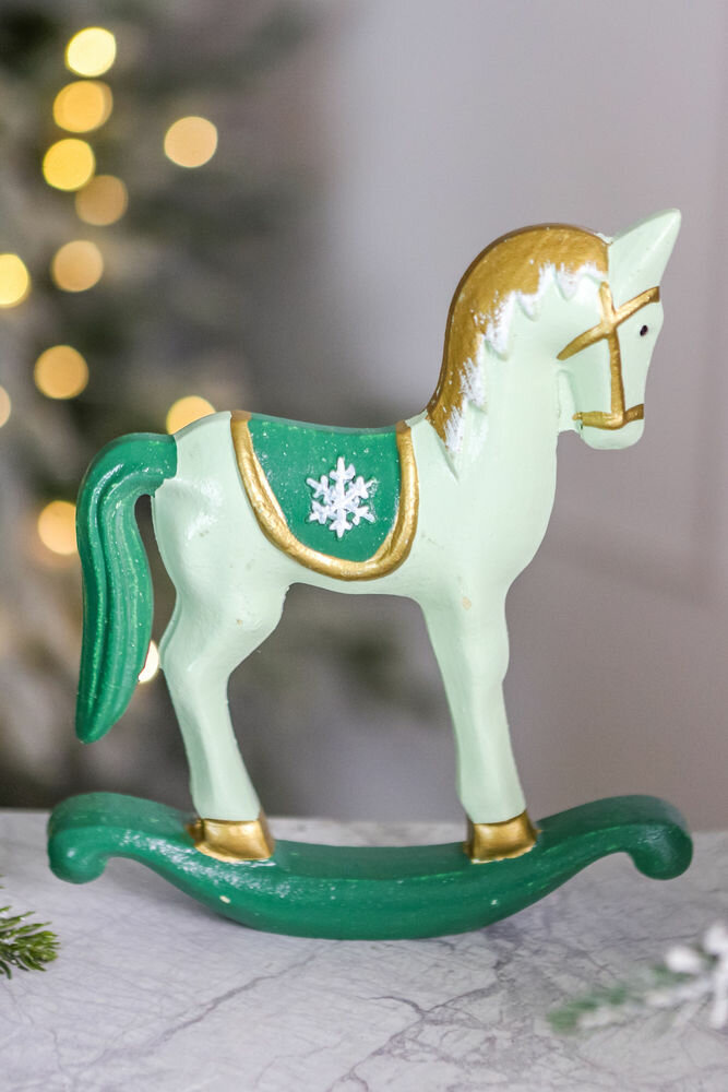 Декоративная фигура лошадка-качалка шелли, полистоун, 20 см, Due Esse Christmas XNA22024081
