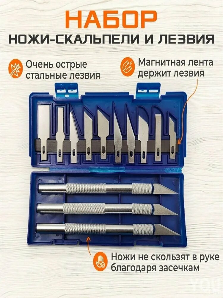 Эксклюзивный набор сменных лезвий и макетных скальпелей в боксе