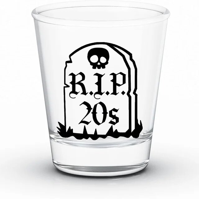 Памятный бокал для вина "RIP 2020s" к 30-летию, миниатюрный бокал для черного вина объемом 2 унции, забавный подарок, украшение для вечеринки по случаю 30-летия.